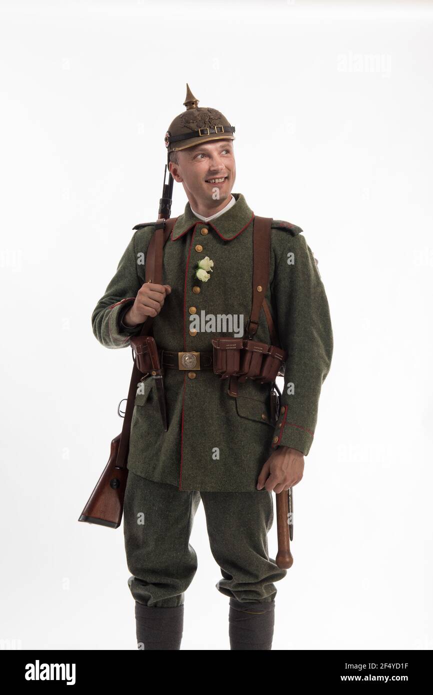 Actor in the form of a German infantryman from the times of the First ...