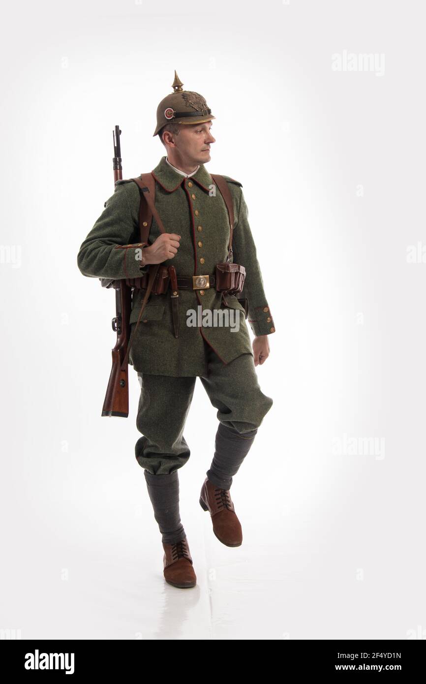 Actor in the form of a German infantryman from the times of the First ...