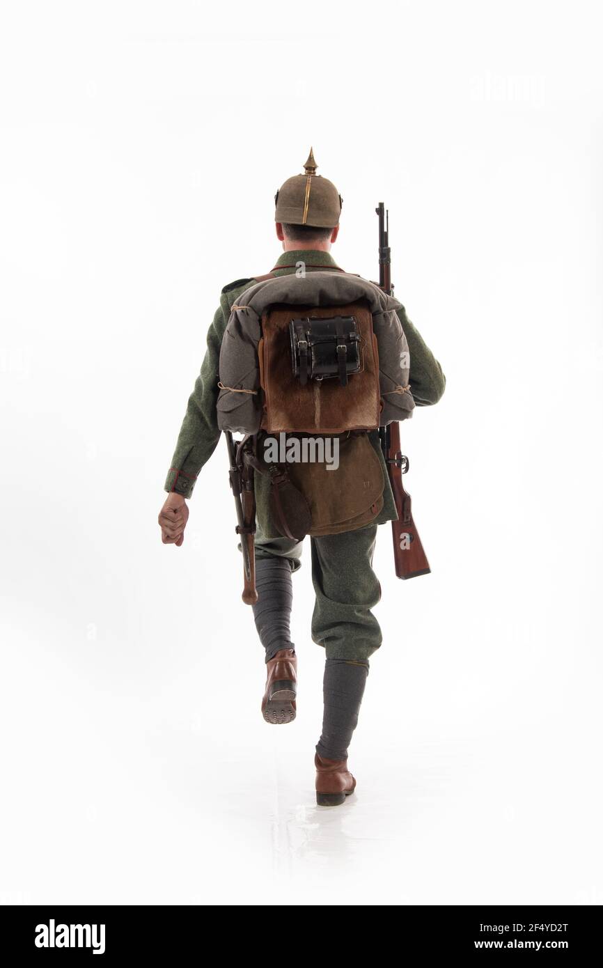 Actor in the form of a German infantryman from the times of the First ...