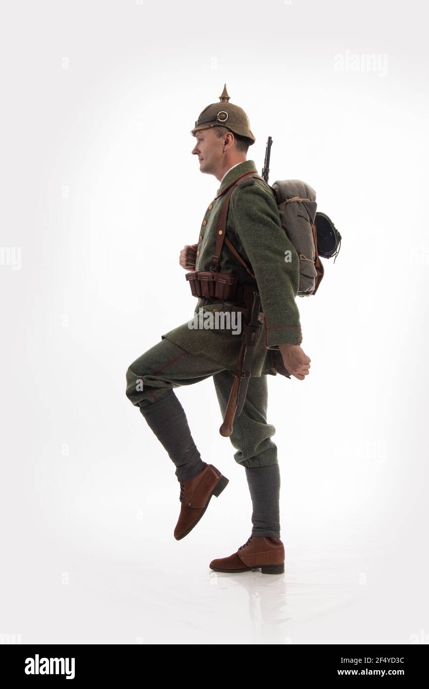 Actor in the form of a German infantryman from the times of the First ...