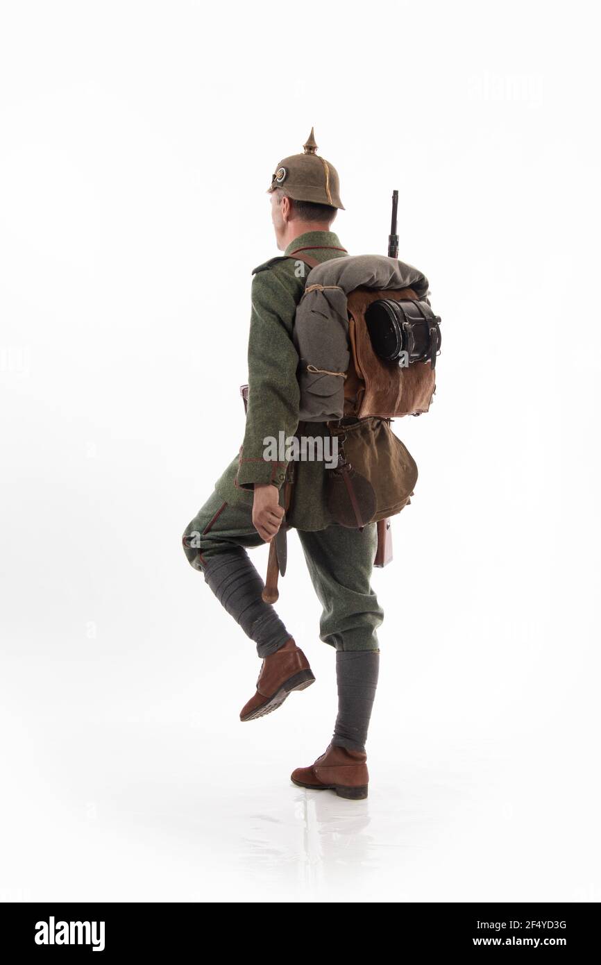 Actor in the form of a German infantryman from the times of the First ...