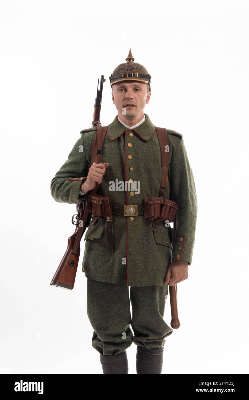 Actor in the form of a German infantryman from the times of the First ...