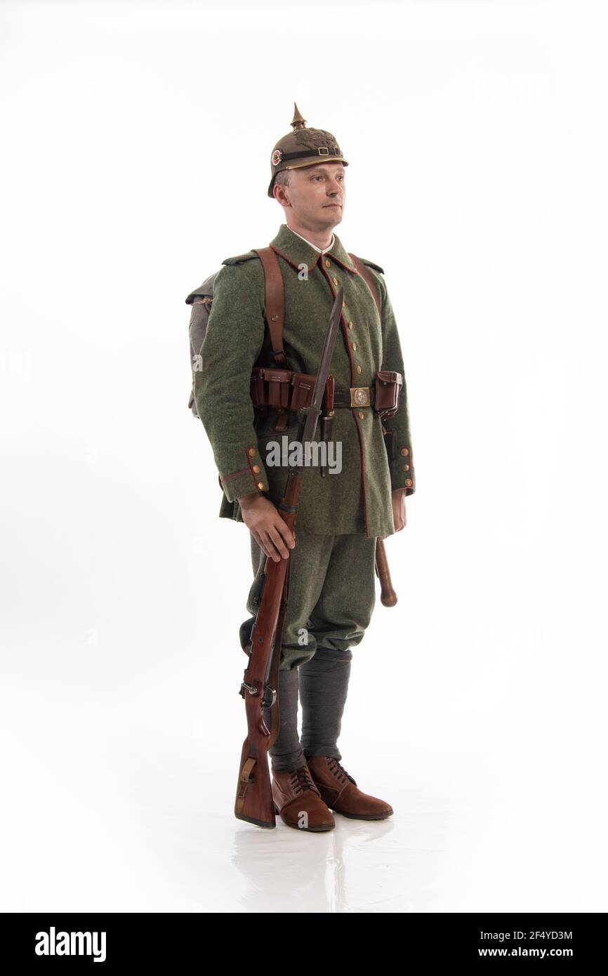 Actor in the form of a German infantryman from the times of the First ...