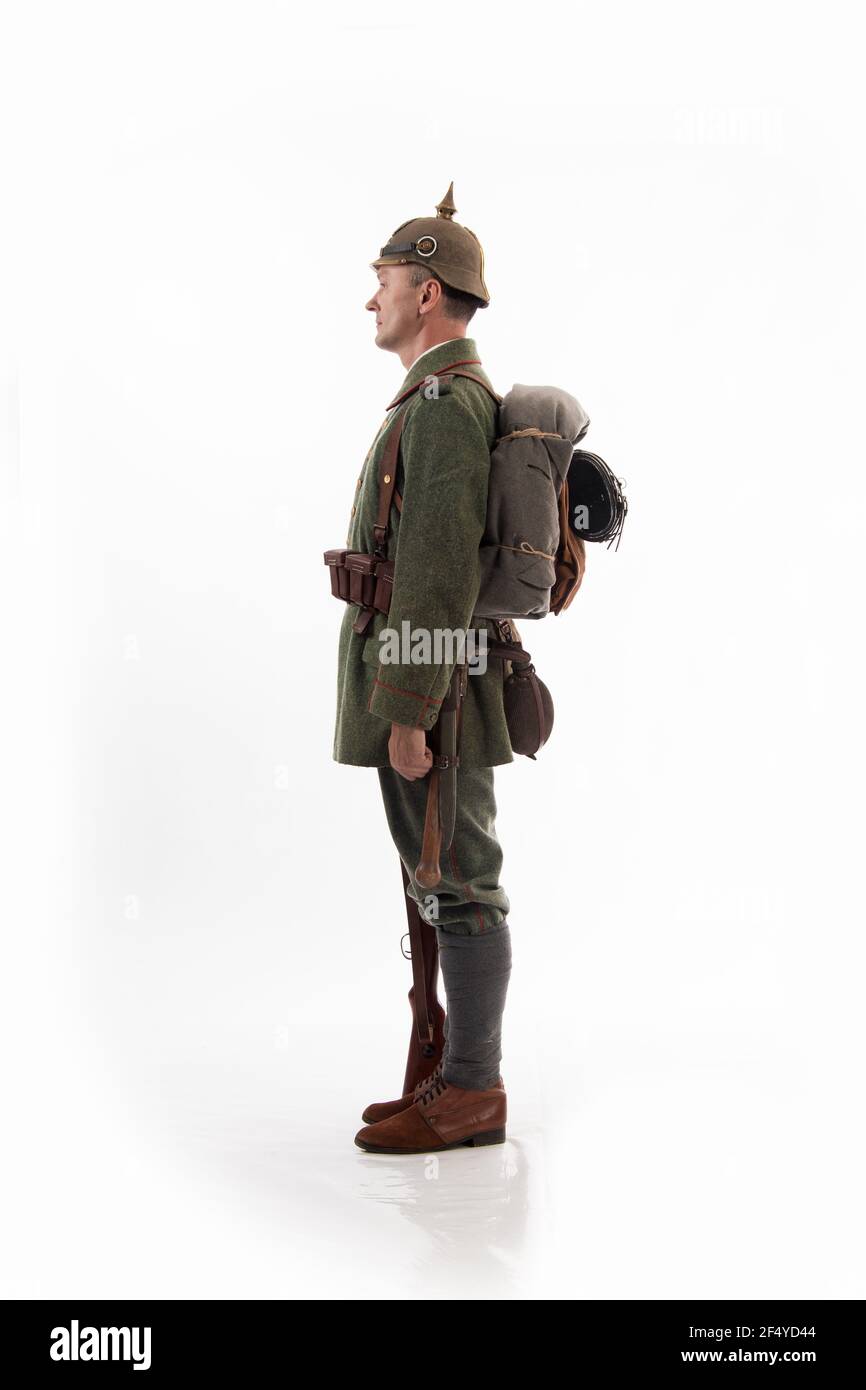 Actor in the form of a German infantryman from the times of the First ...