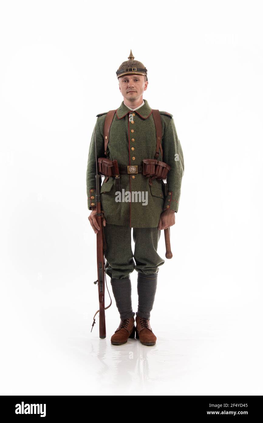 Actor in the form of a German infantryman from the times of the First ...