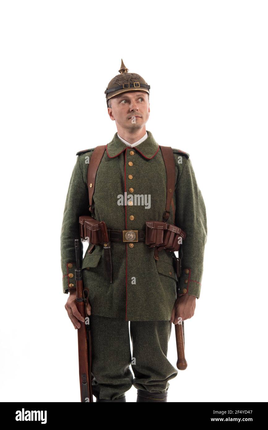 Actor in the form of a German infantryman from the times of the First ...