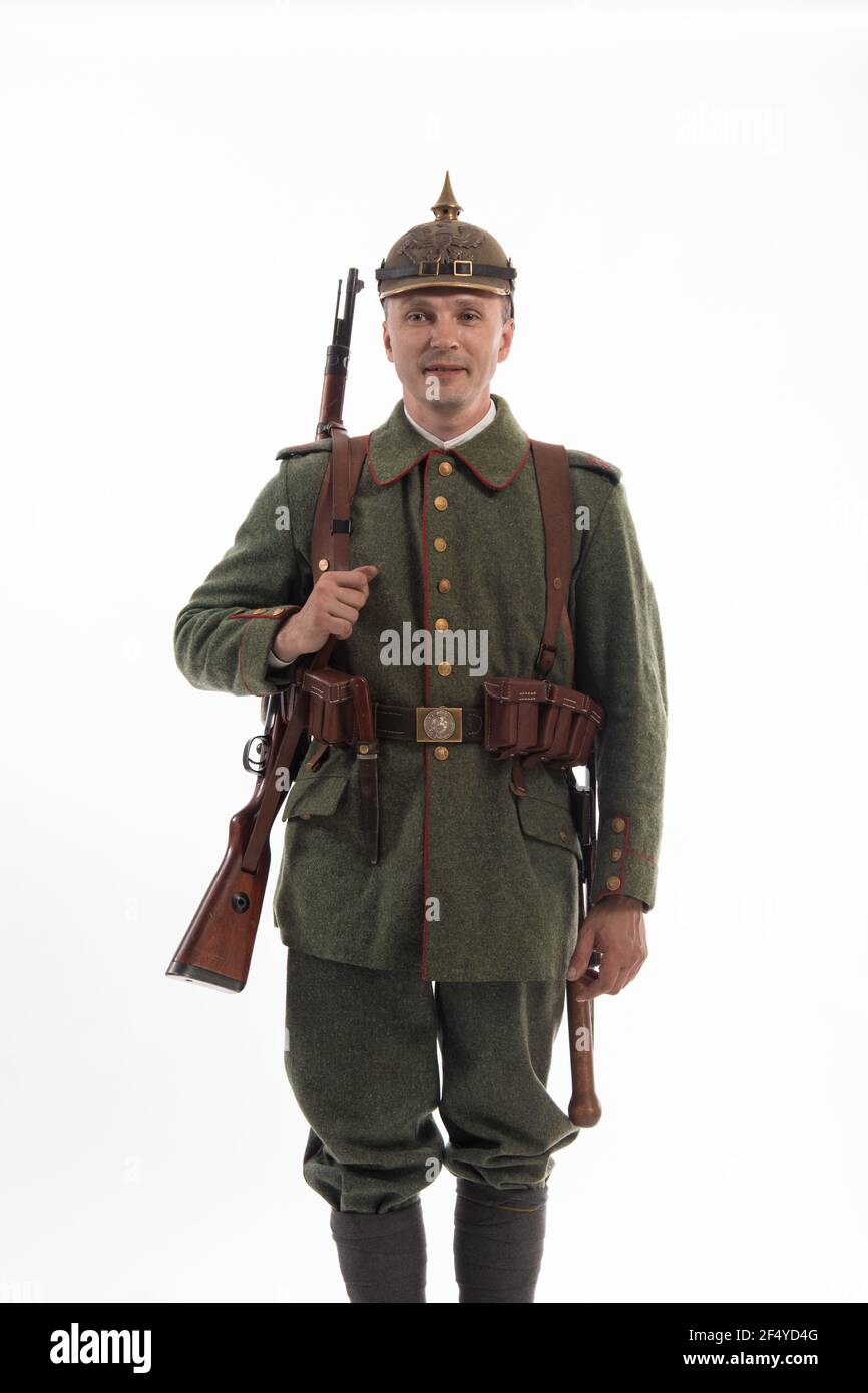 Actor in the form of a German infantryman from the times of the First ...