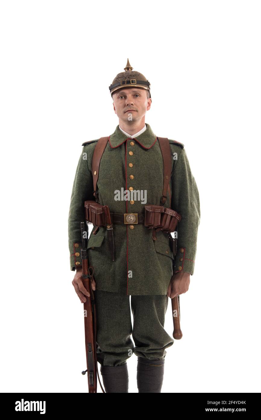 Actor in the form of a German infantryman from the times of the First ...