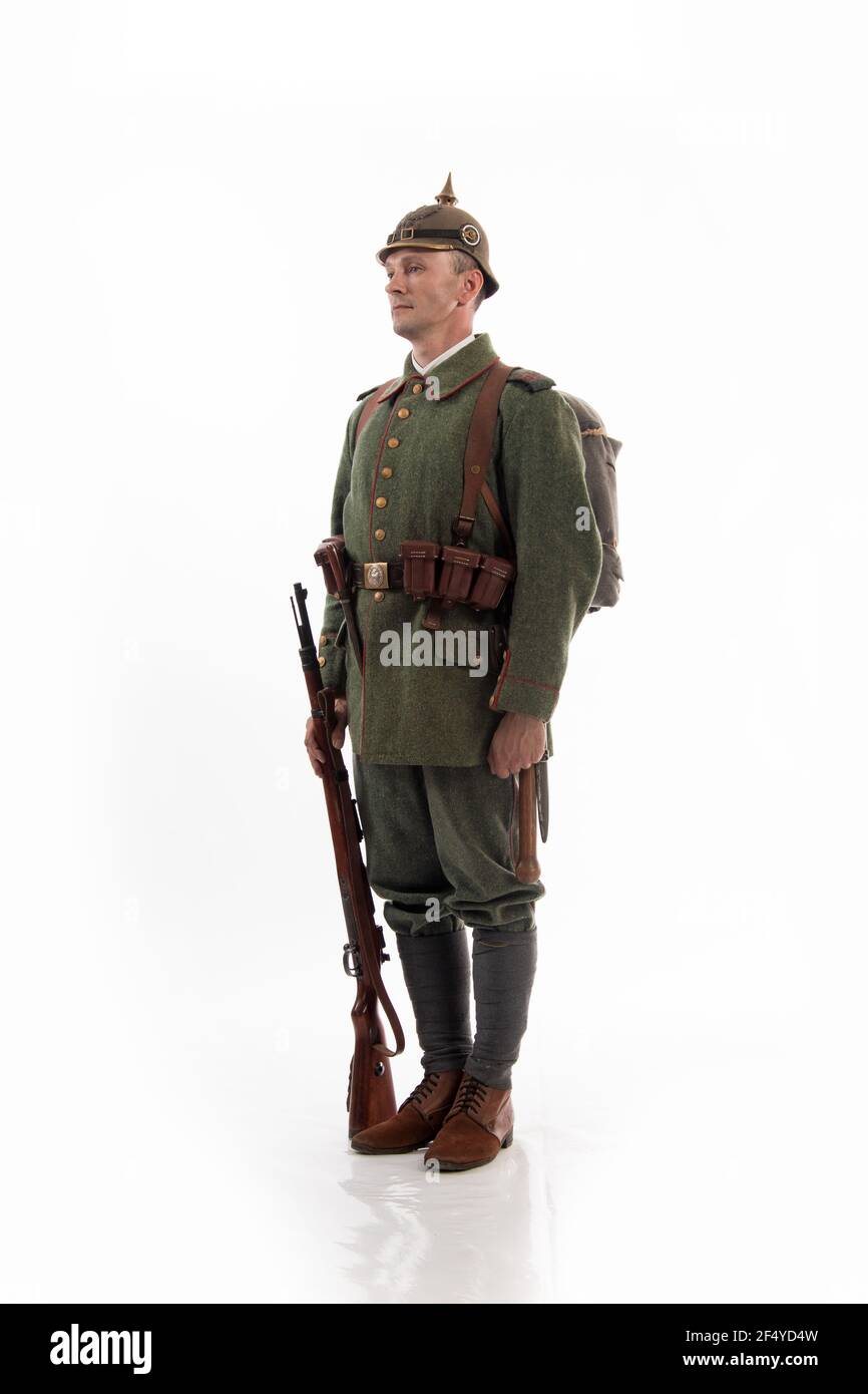 Actor in the form of a German infantryman from the times of the First ...