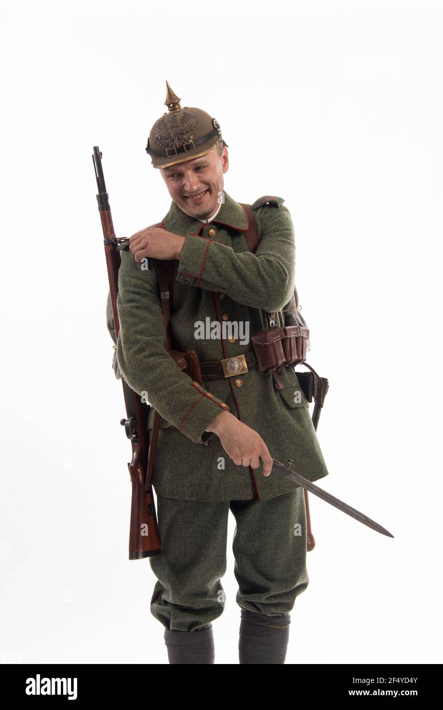 Actor in the form of a German infantryman from the times of the First ...