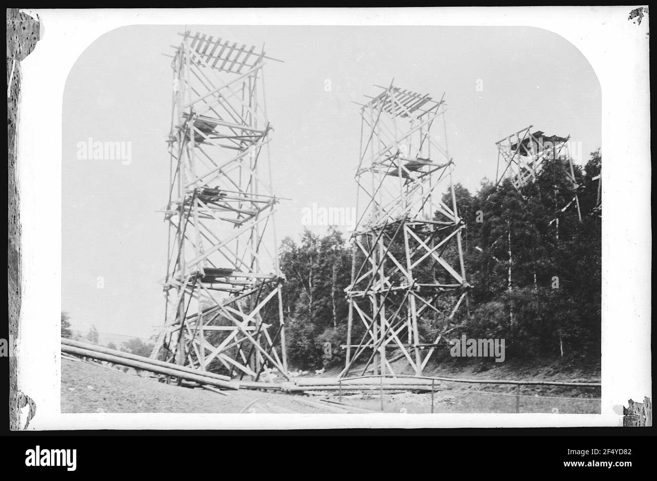 German railway troops. Construction of a field railway bridge Stock ...
