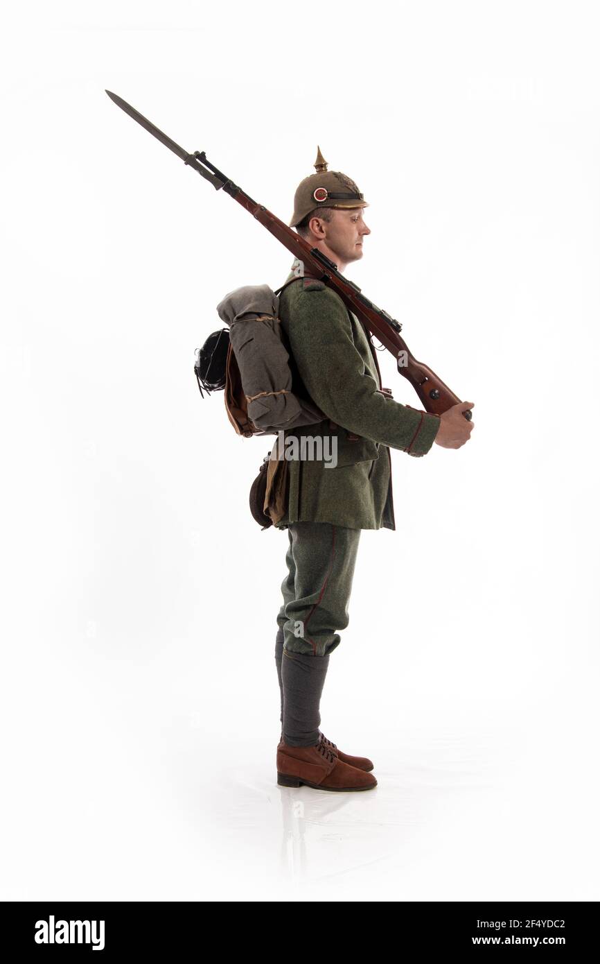 Actor in the form of a German infantryman from the times of the First ...