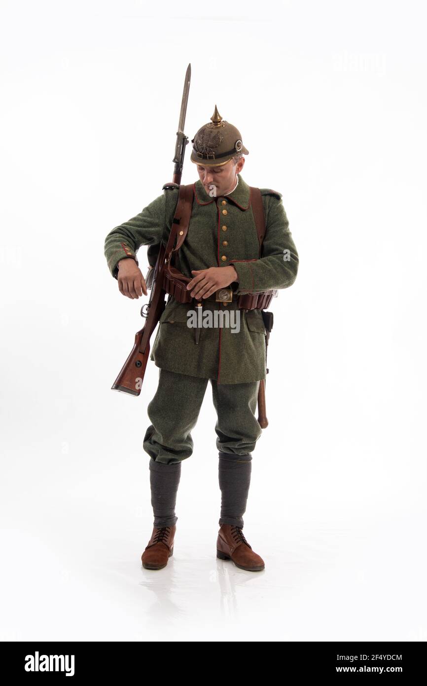 Actor in the form of a German infantryman from the times of the First ...