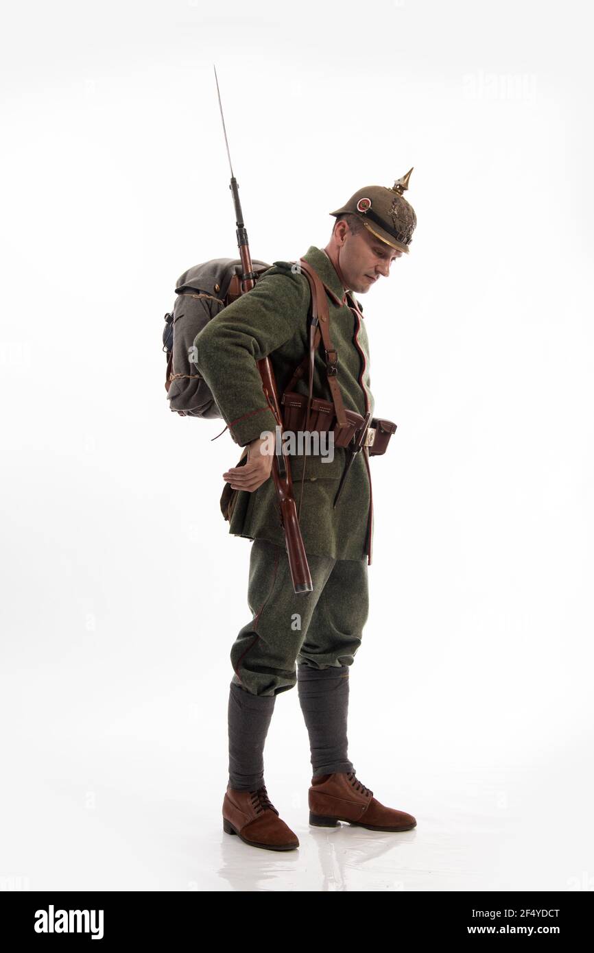 Actor in the form of a German infantryman from the times of the First ...