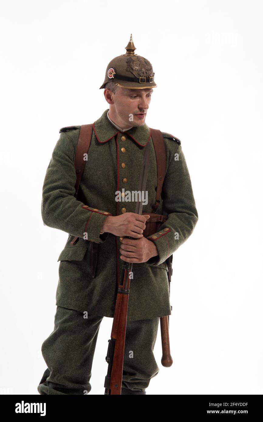 Actor in the form of a German infantryman from the times of the First ...