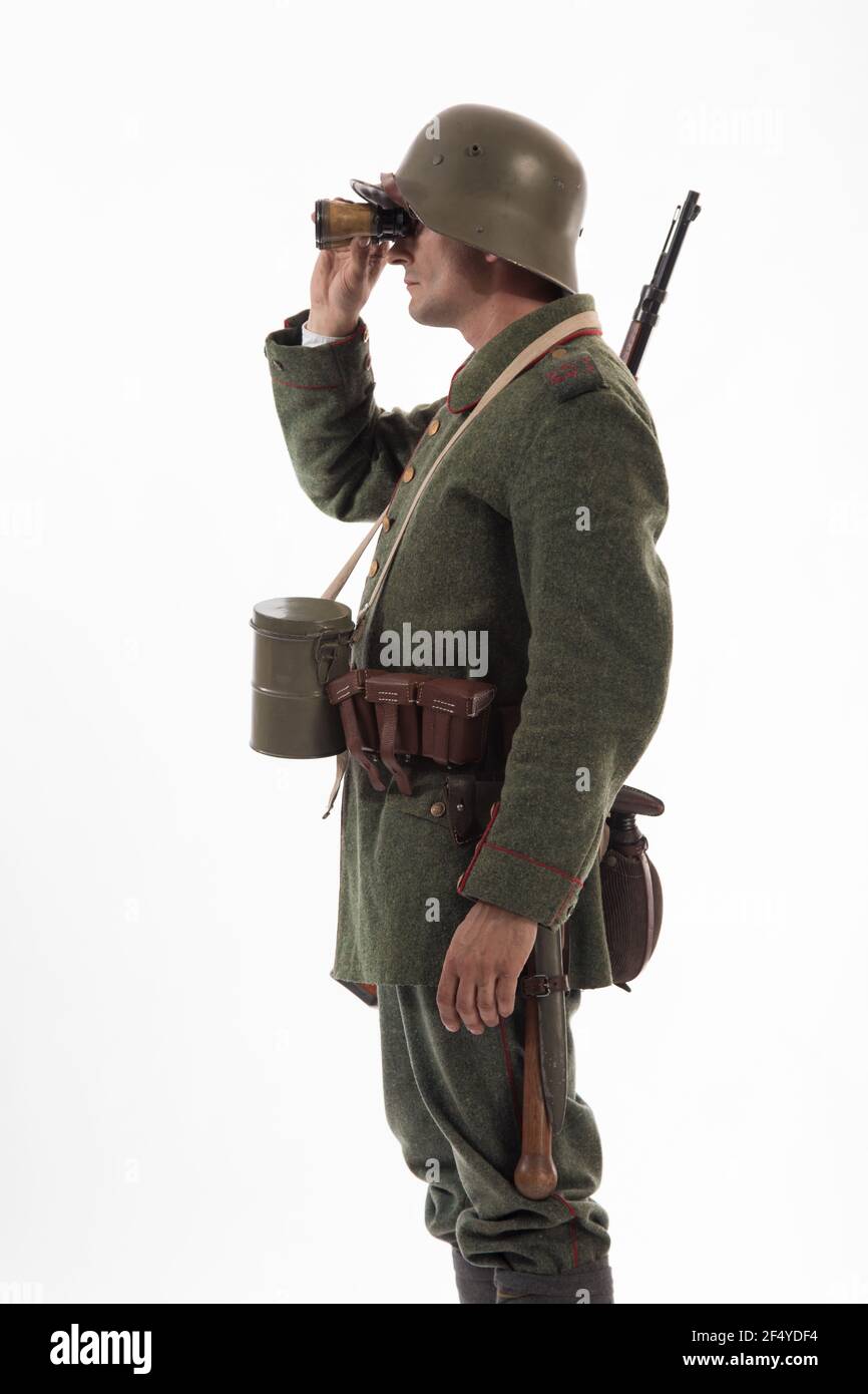 Actor in the form of a German infantryman from the times of the First ...
