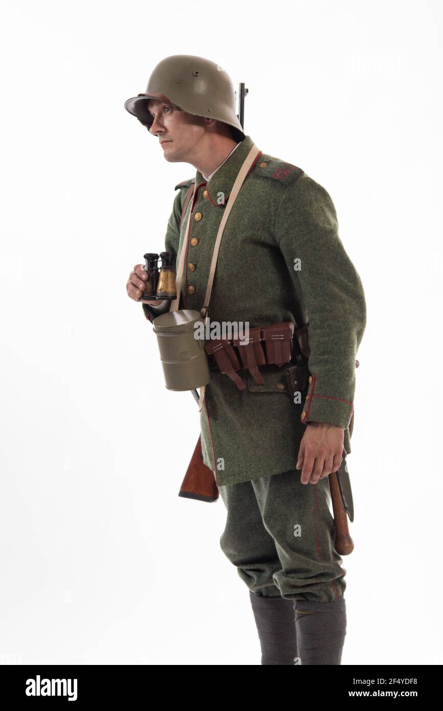 Actor in the form of a German infantryman from the times of the First ...