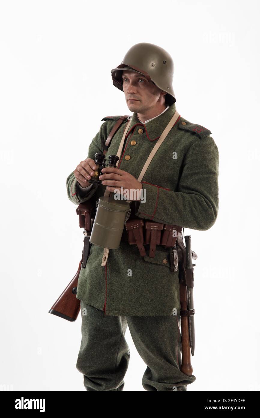 Actor in the form of a German infantryman from the times of the First ...