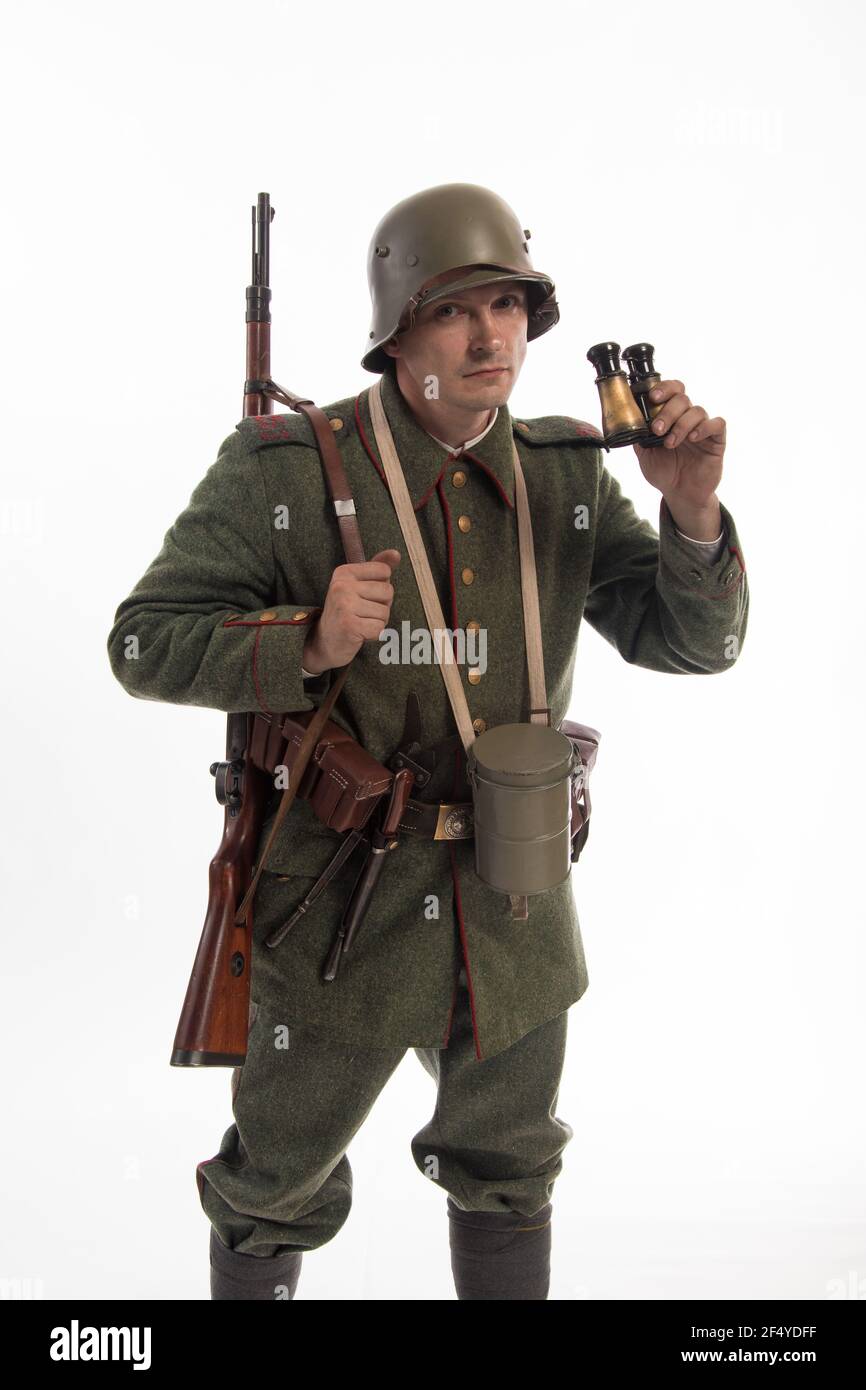 Actor in the form of a German infantryman from the times of the First ...
