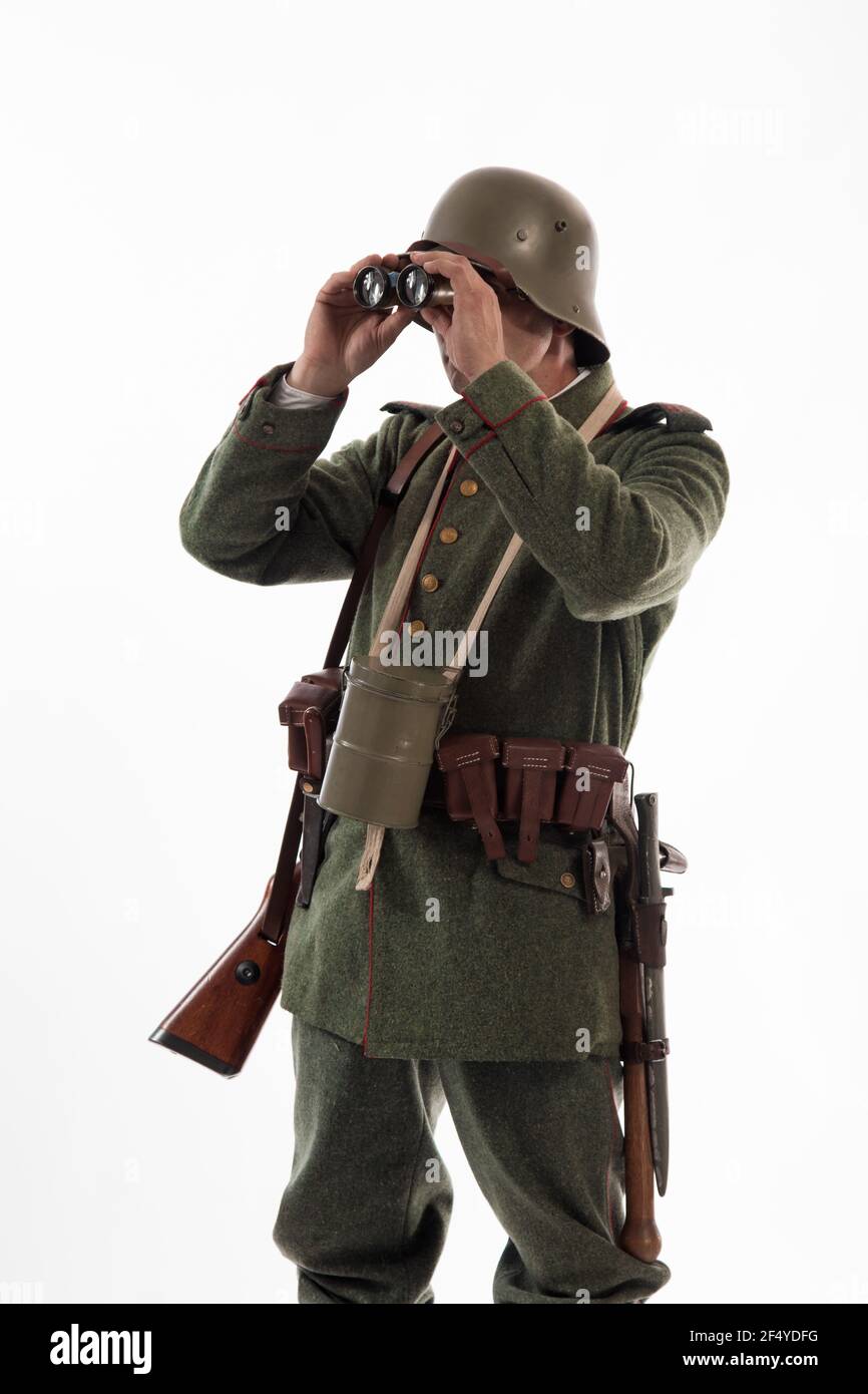 Actor in the form of a German infantryman from the times of the First ...