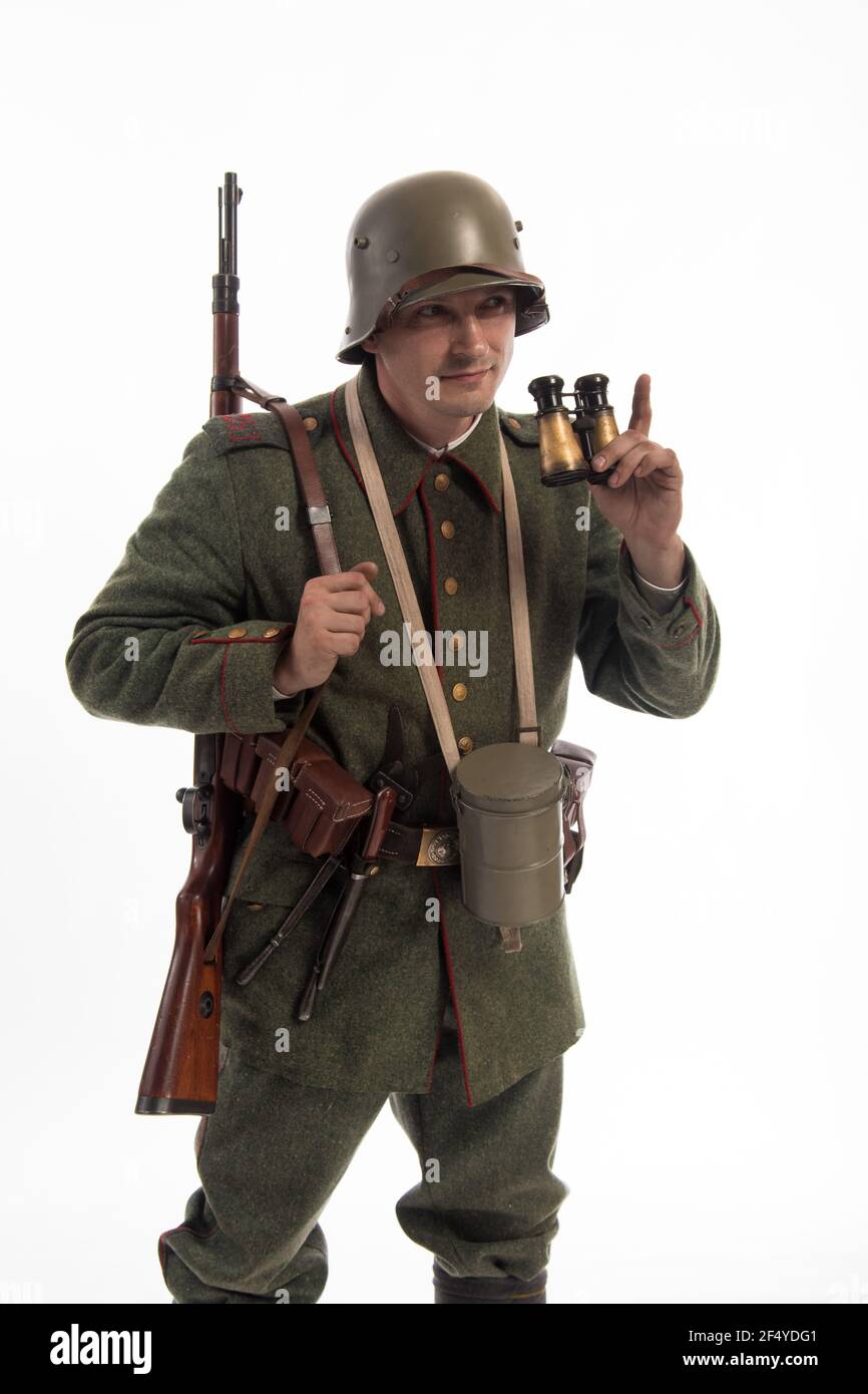 Actor in the form of a German infantryman from the times of the First ...