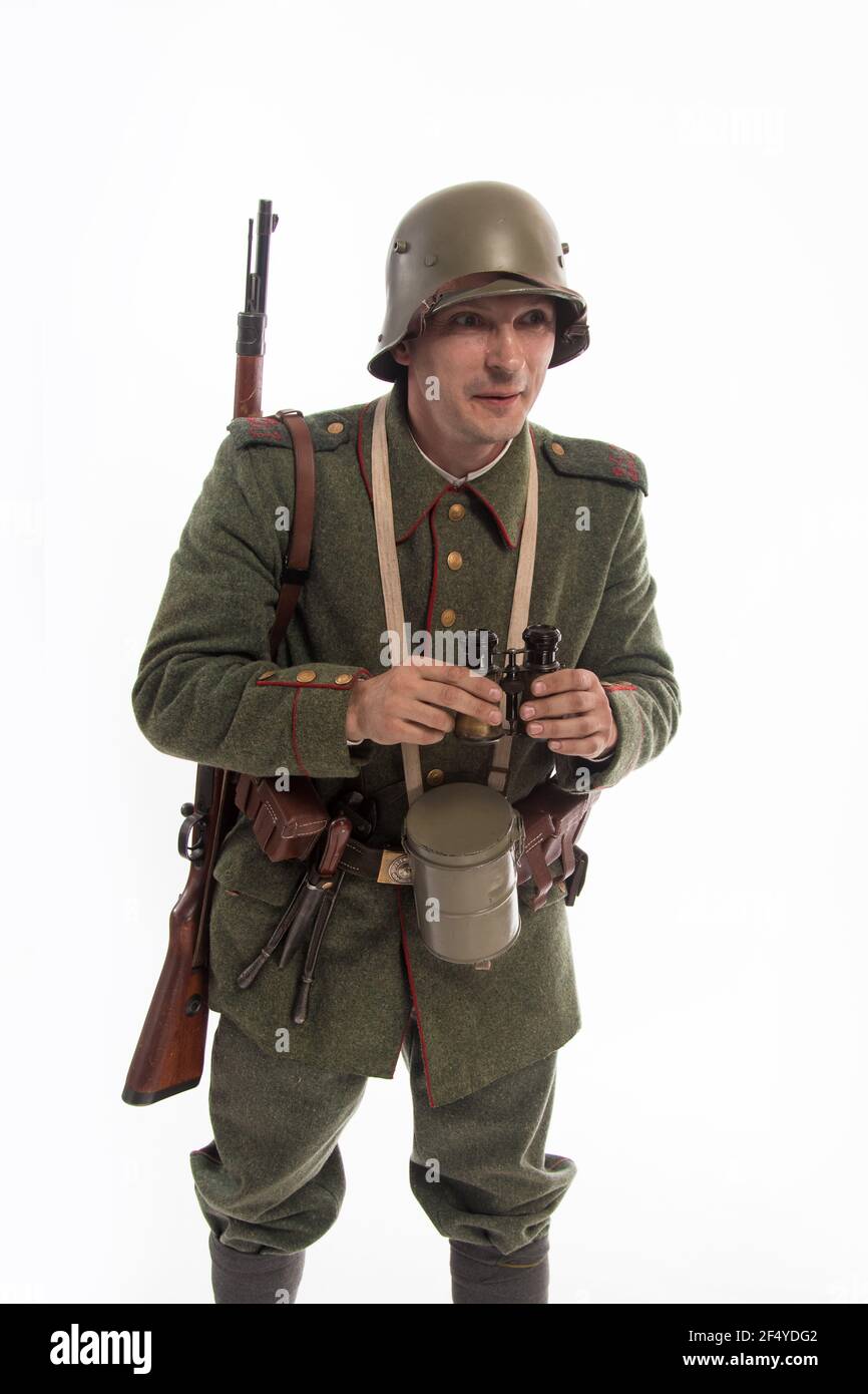 Actor in the form of a German infantryman from the times of the First ...