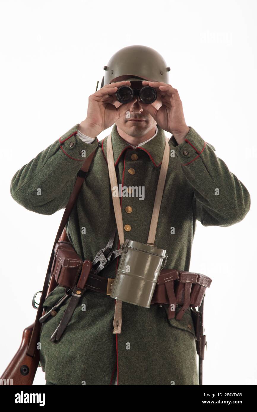 Actor in the form of a German infantryman from the times of the First ...