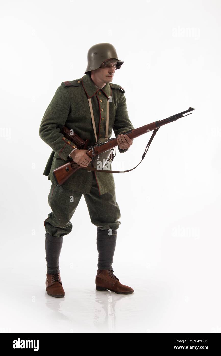 Actor in the form of a German infantryman from the times of the First ...