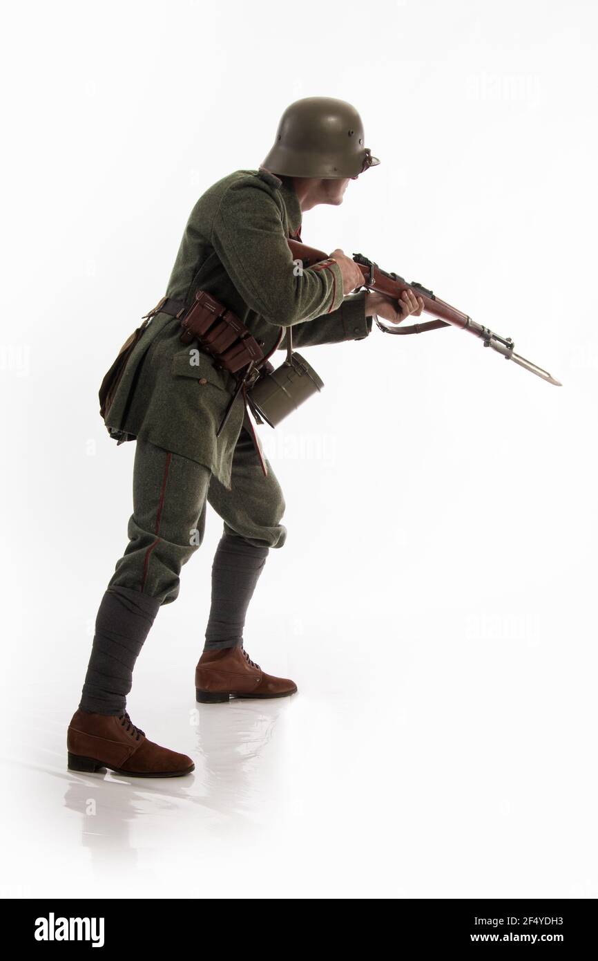 Actor in the form of a German infantryman from the times of the First ...