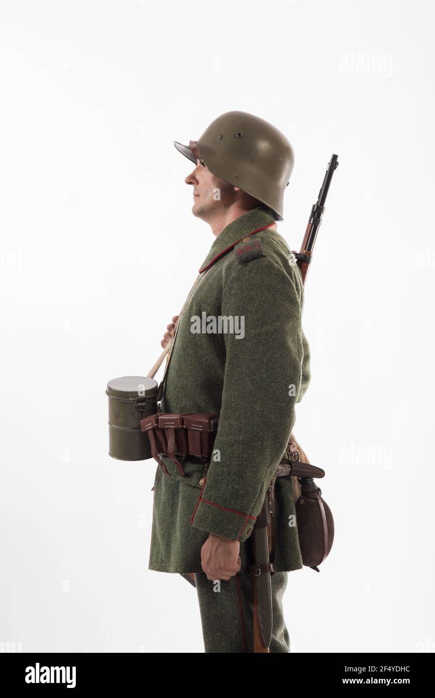 Actor in the form of a German infantryman from the times of the First ...
