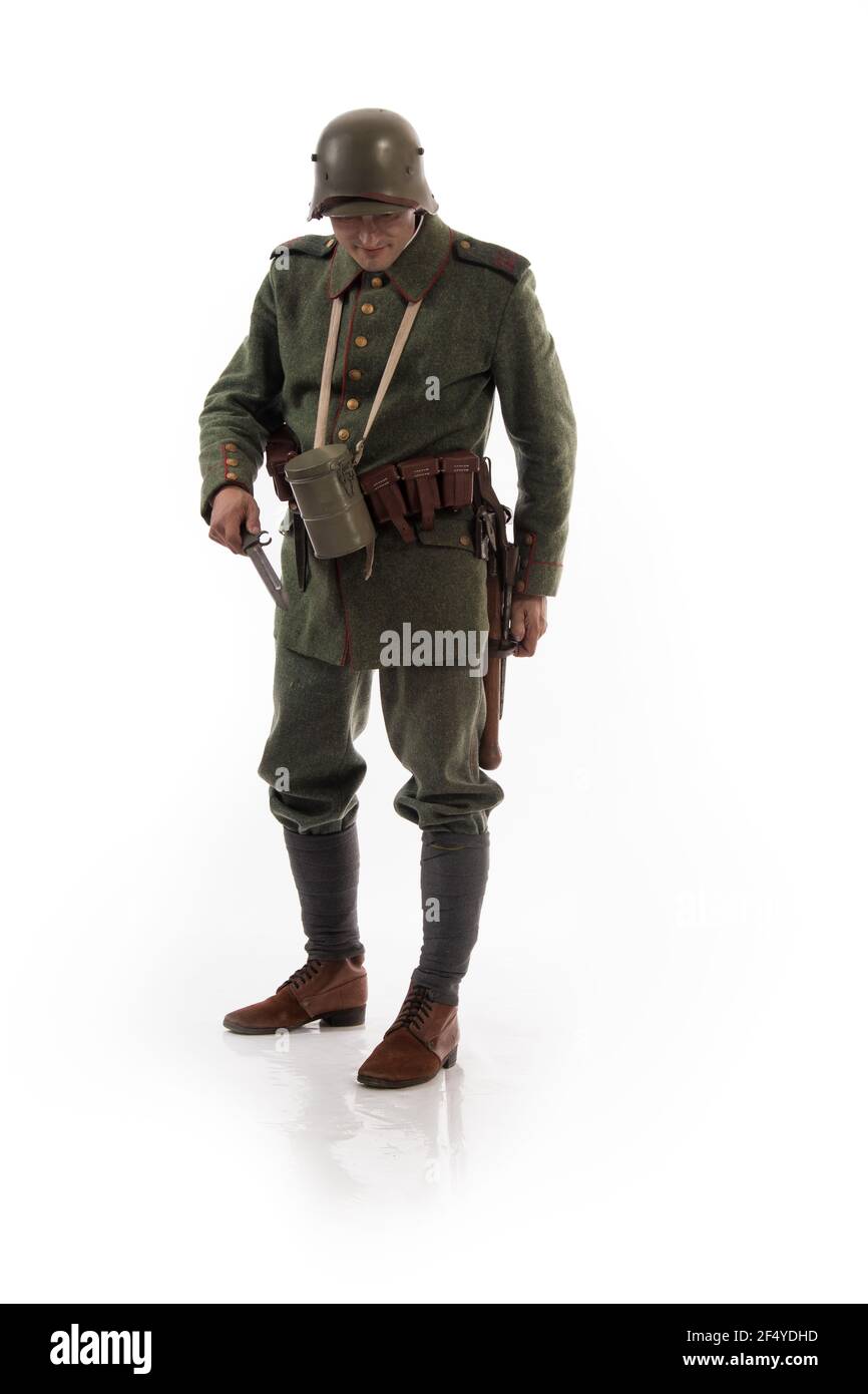 Actor in the form of a German infantryman from the times of the First ...