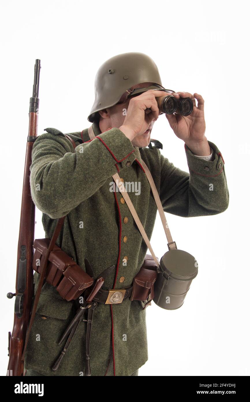 Actor in the form of a German infantryman from the times of the First ...