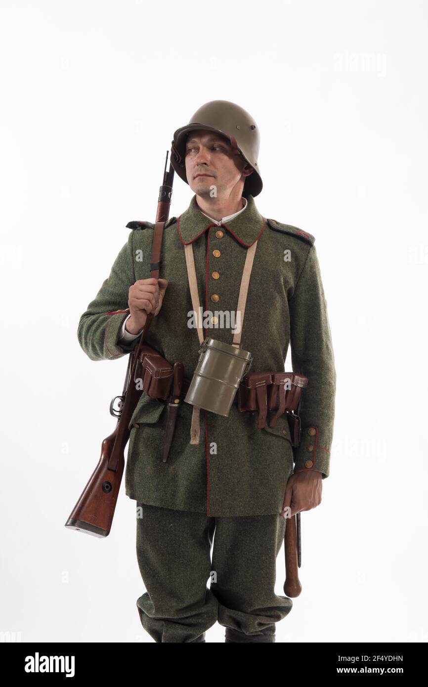Actor in the form of a German infantryman from the times of the First ...