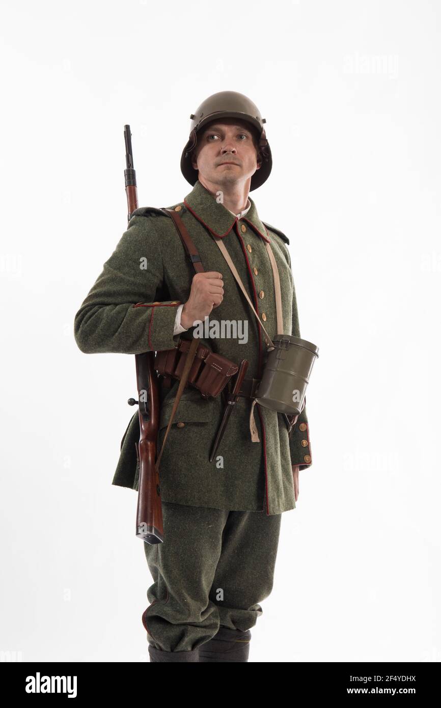 Actor in the form of a German infantryman from the times of the First ...