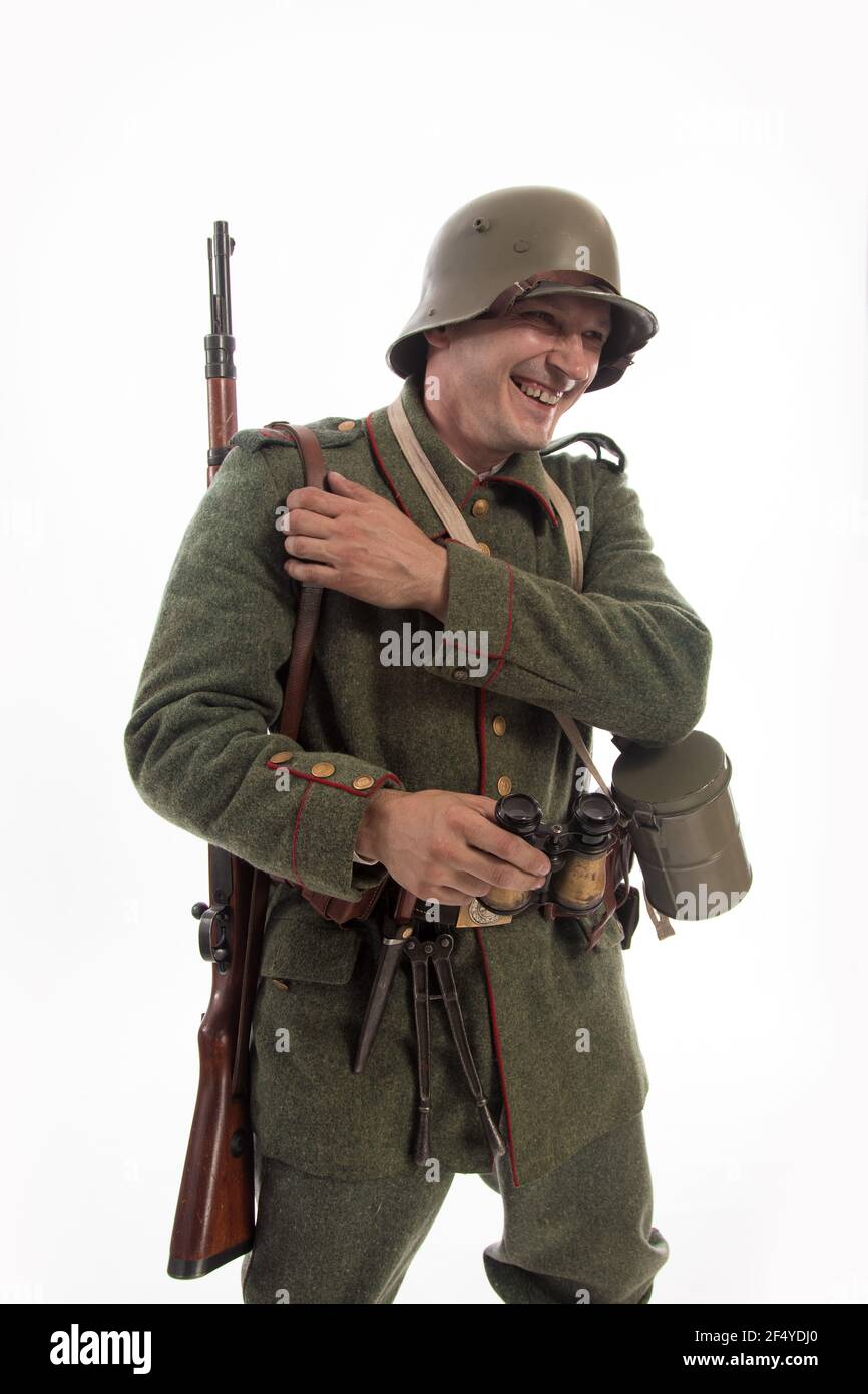 Actor in the form of a German infantryman from the times of the First ...