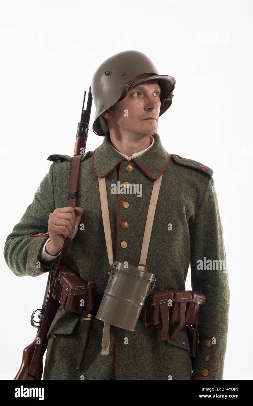 Actor in the form of a German infantryman from the times of the First ...