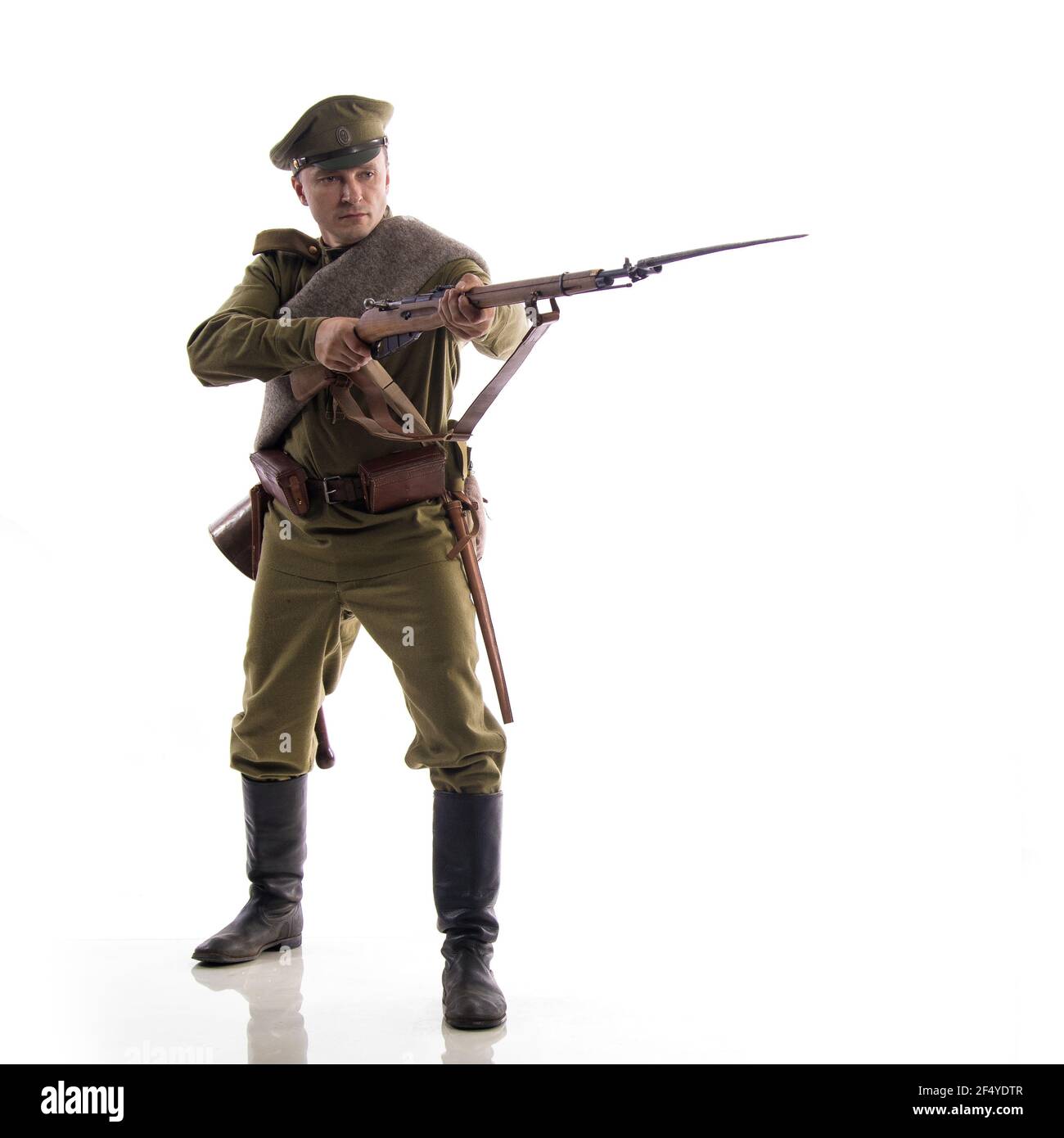 Male actor in the form of an ordinary soldier of the Russian army ...