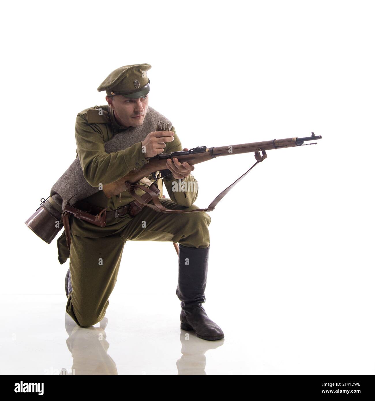 Male actor in the form of an ordinary soldier of the Russian army ...