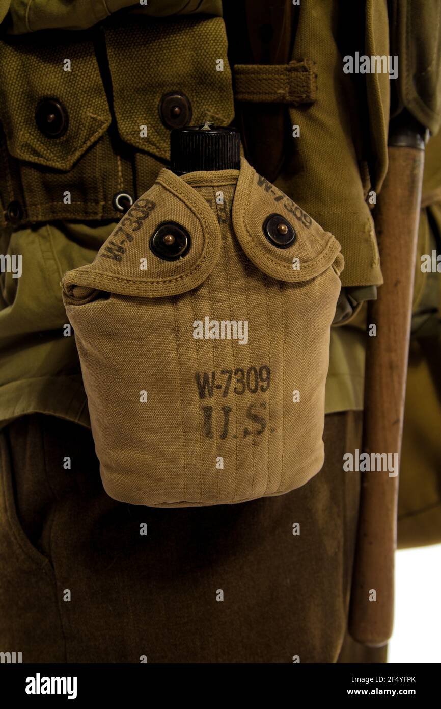 Male actor in military uniform of American ranger of World War II ...