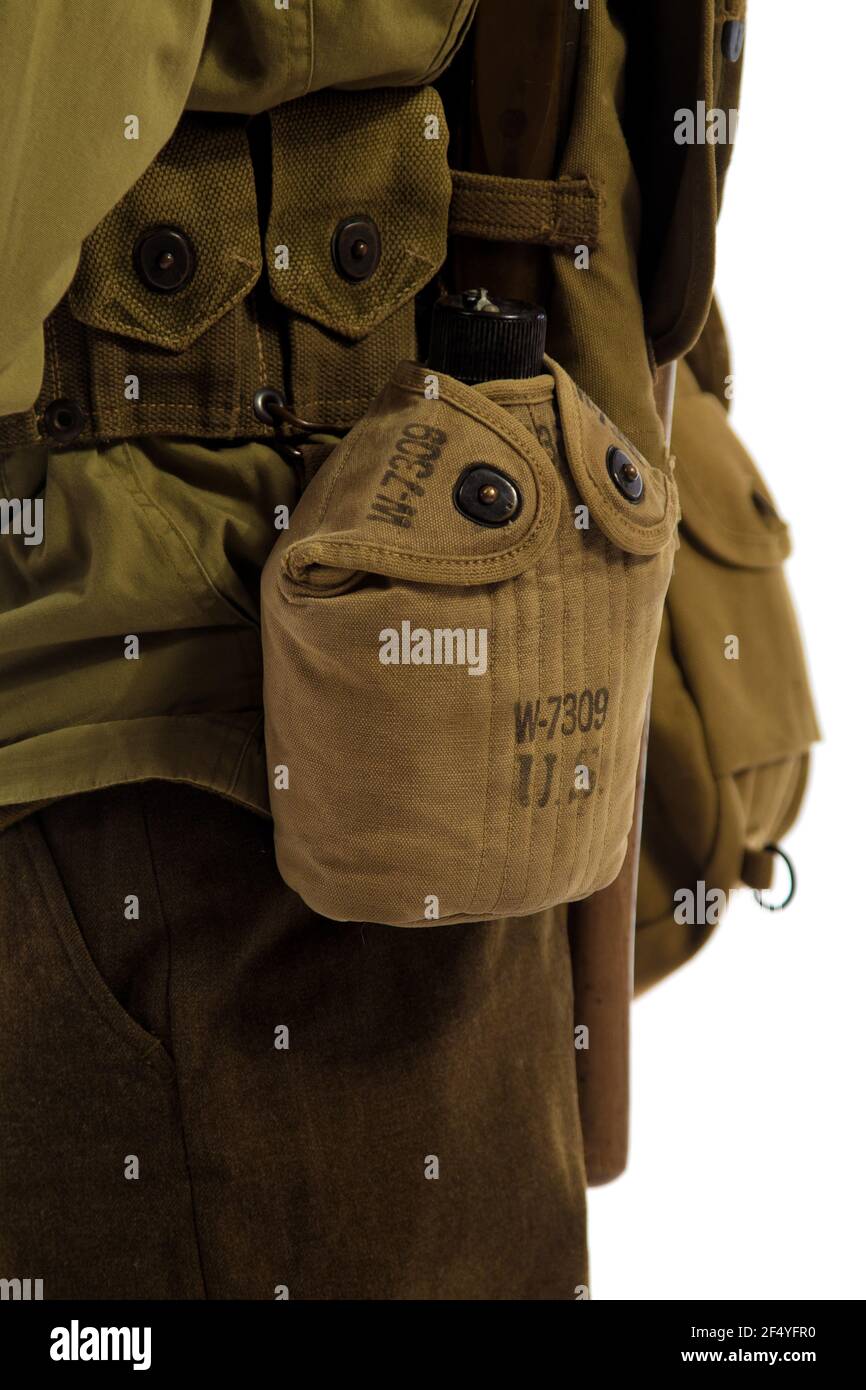 Male actor in military uniform of American ranger of World War II ...