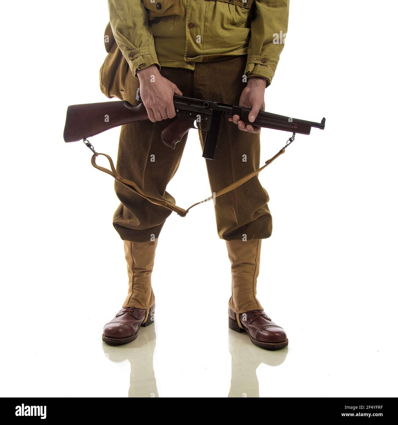 Male actor in military uniform of American ranger of World War II ...