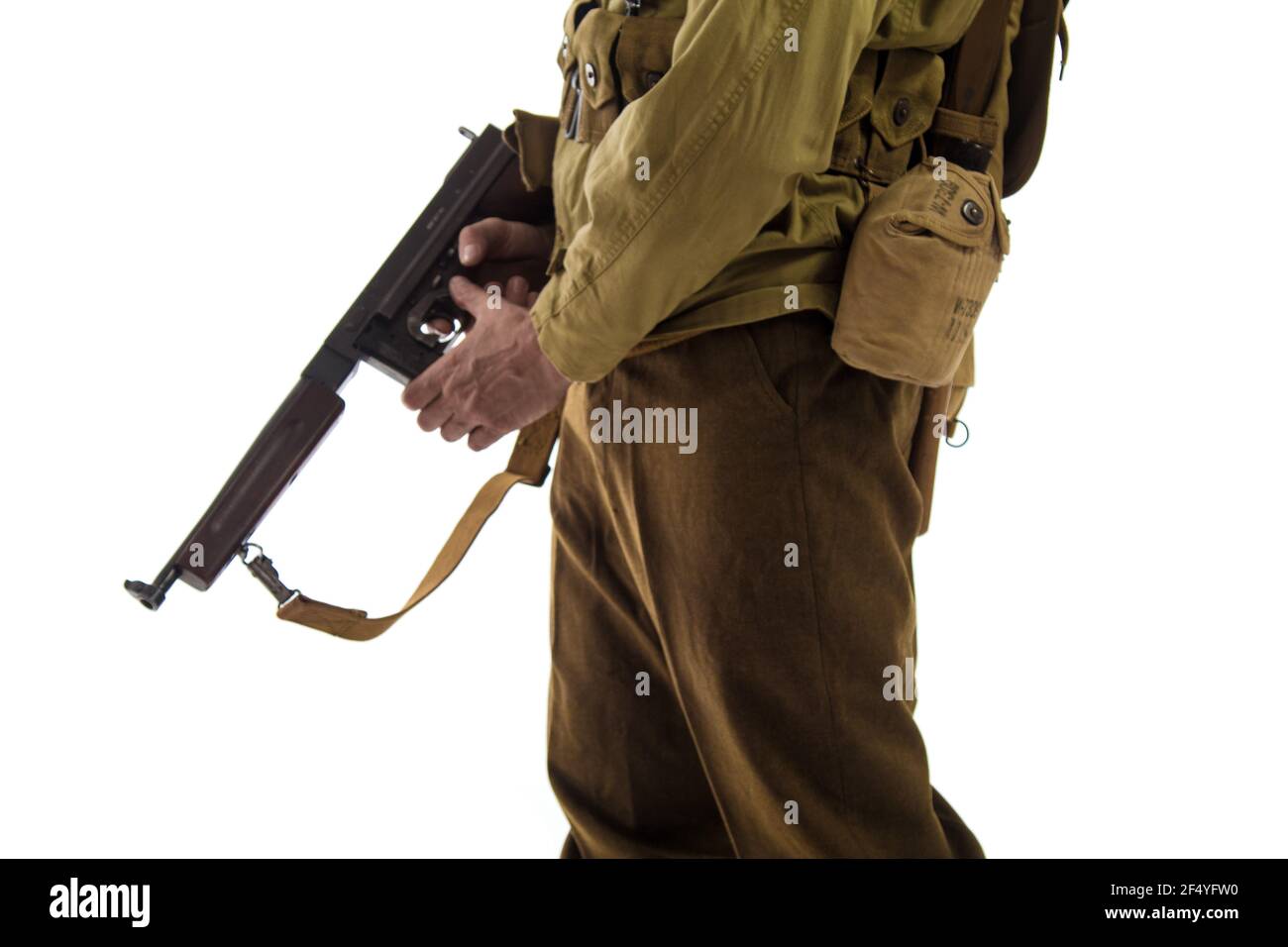 Male actor in military uniform of American ranger of World War II ...