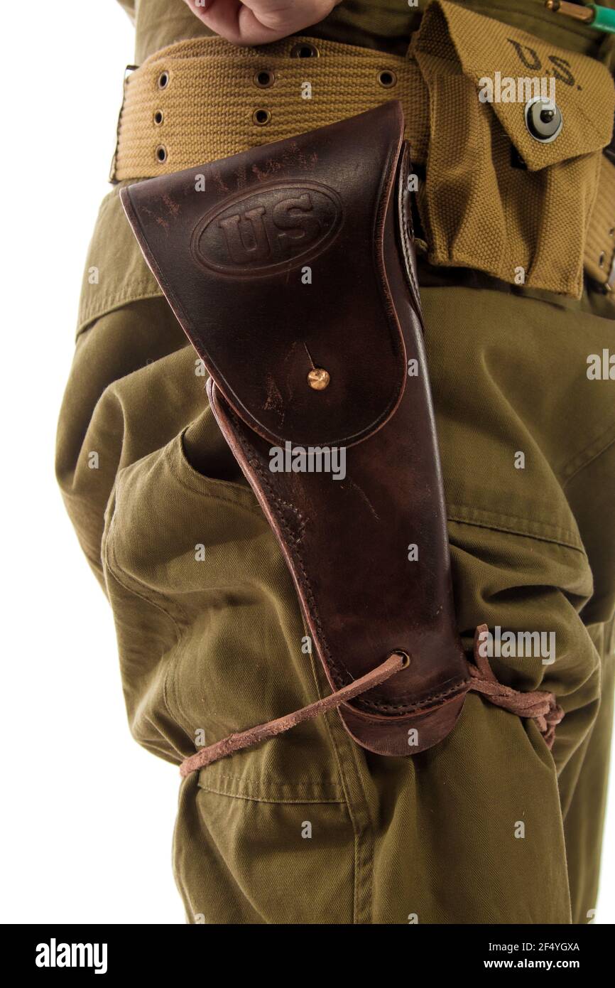 Man actor in military uniform of American tankman of World War II ...