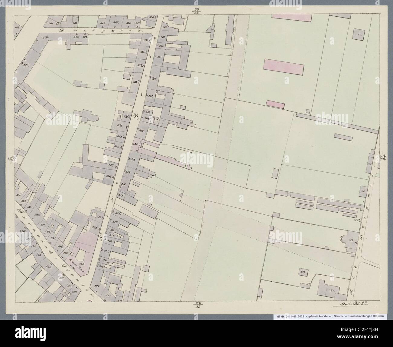 City map of Dresden, 1: 840, lithograph, 1862-1870 Stock Photo - Alamy