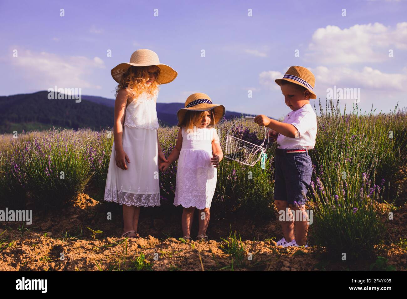 Three adorable kids, brother and two sisters Stock Photo - Alamy