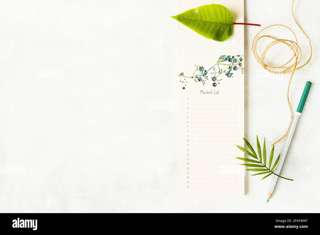 Notebook, pencil, and plants on white background Stock Photo - Alamy