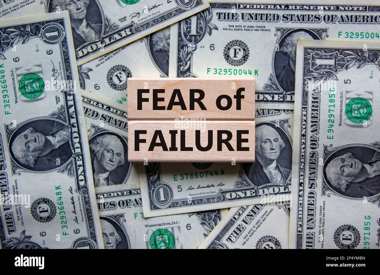 Fear of failure symbol. Wooden blocks with words 'fear of failure ...