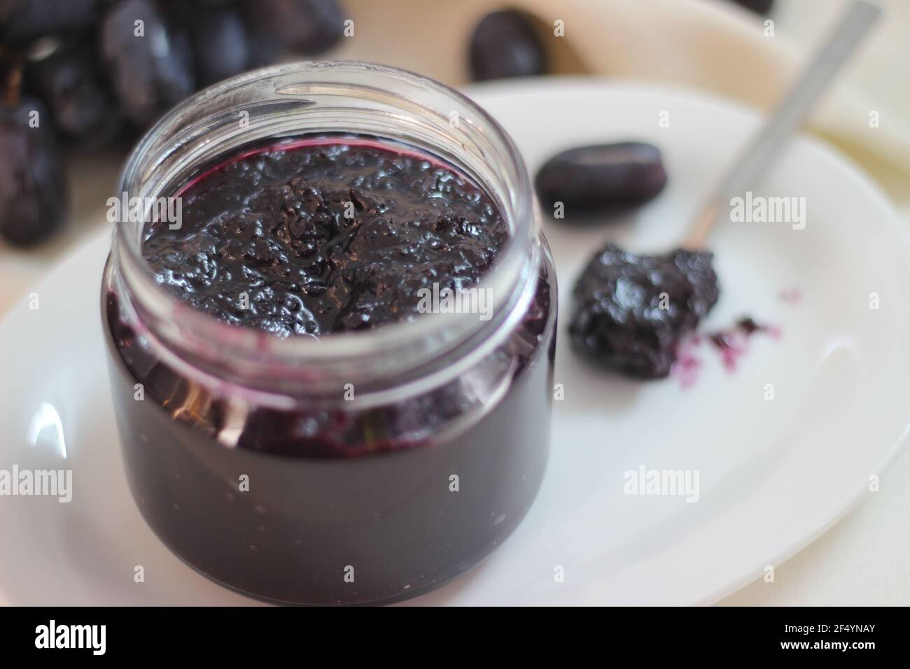 Homemade Grape jam with three ingredients, seedless black grapes, sugar ...
