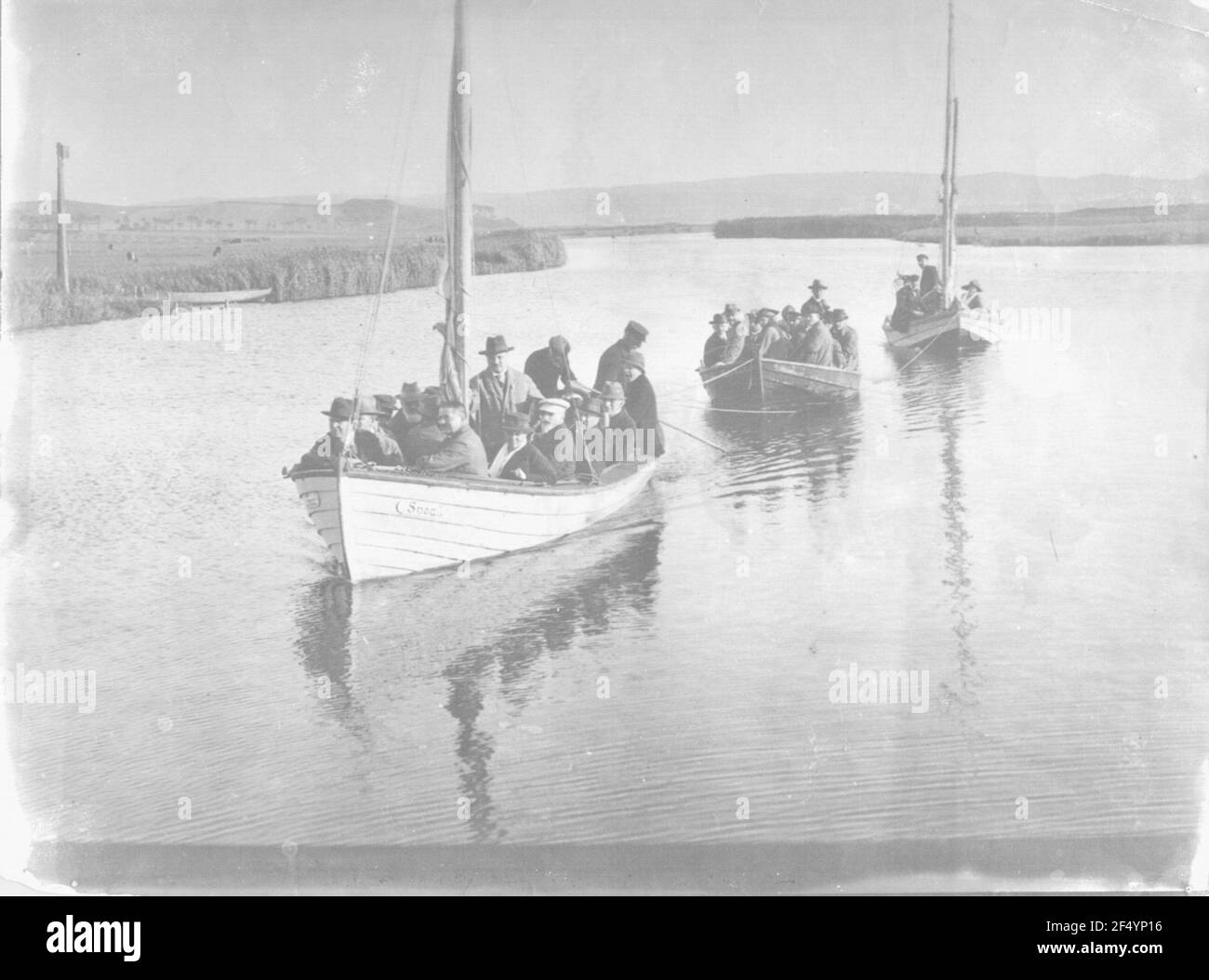 Scandinavia. Passengers of a high-sea passenger steamer when sitting ...