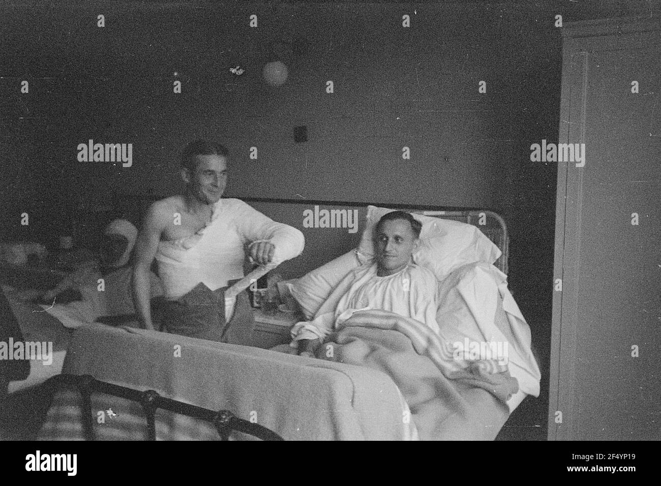 Second World War. Lazarett (probably in Holland). Wounded relatives of ...